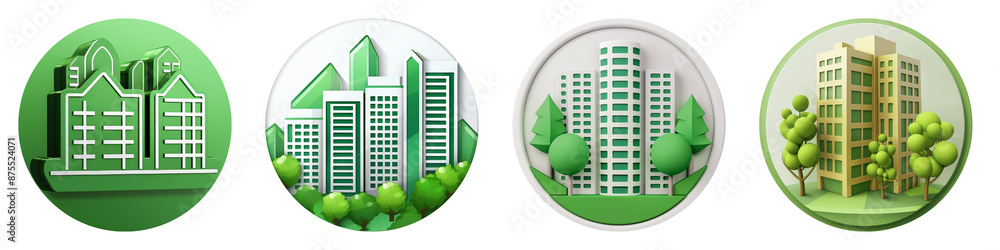 Green Building clipart collection, symbol, logos, icons isolated on ...