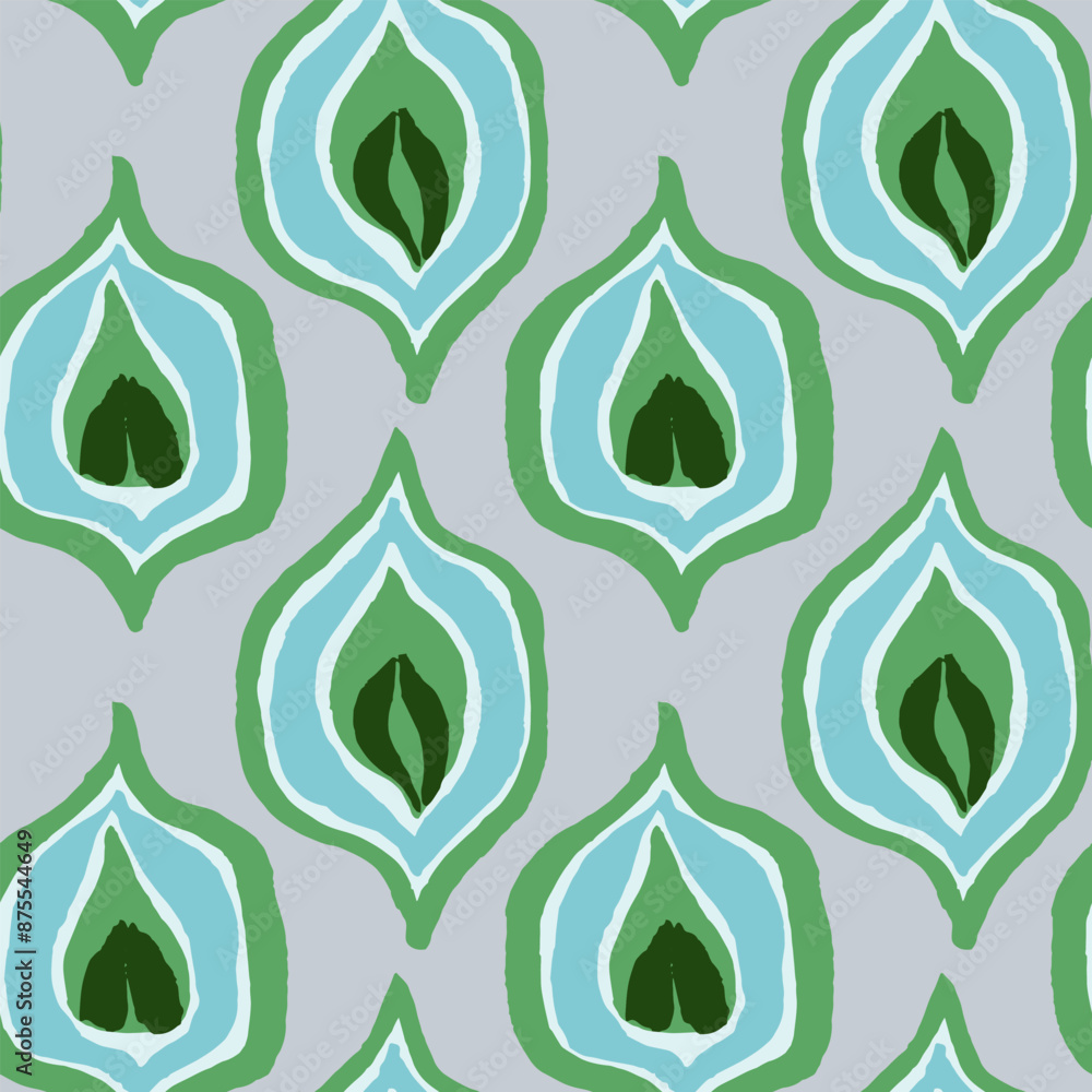 Seamless vector repeat pattern with abstract oval ogee shapes like ...