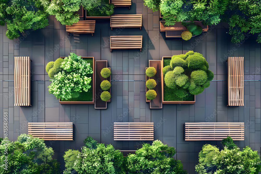 'wooden landscaping Collection vector plan view symbols Set benches top ...