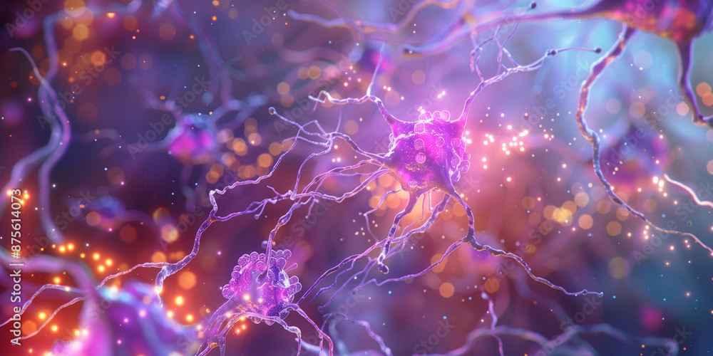 3D illustration of Close-up Vitamin B1 enhancing nerve function ...