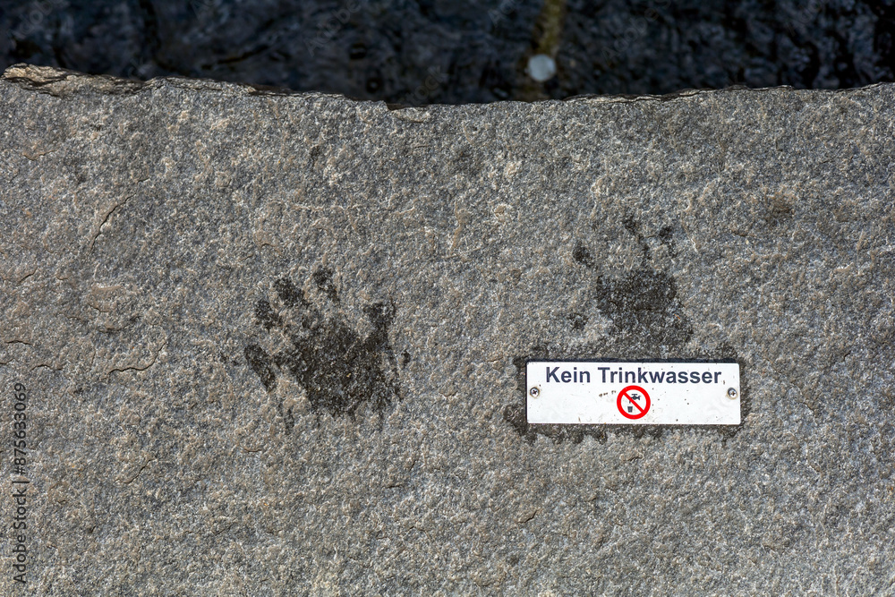 Water Handprint and Non-Potable Water Sign Stock Photo | Adobe Stock