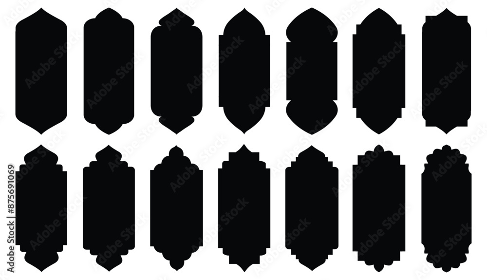 Islamic vector shape of a window or door arch. Arab frame set. Ramadan ...