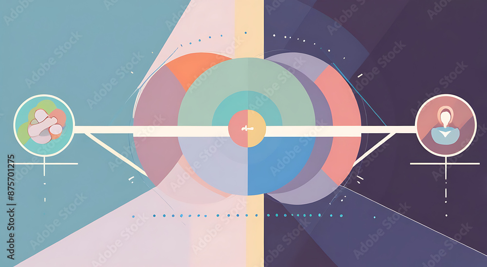 An abstract illustration of mental balance with symmetrical shapes and ...