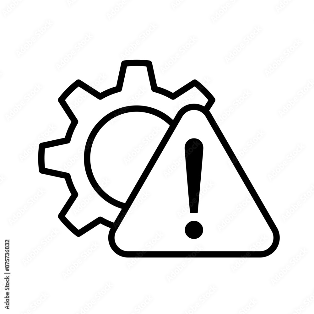 Process disruption. Set gears label and badges line black icon ...