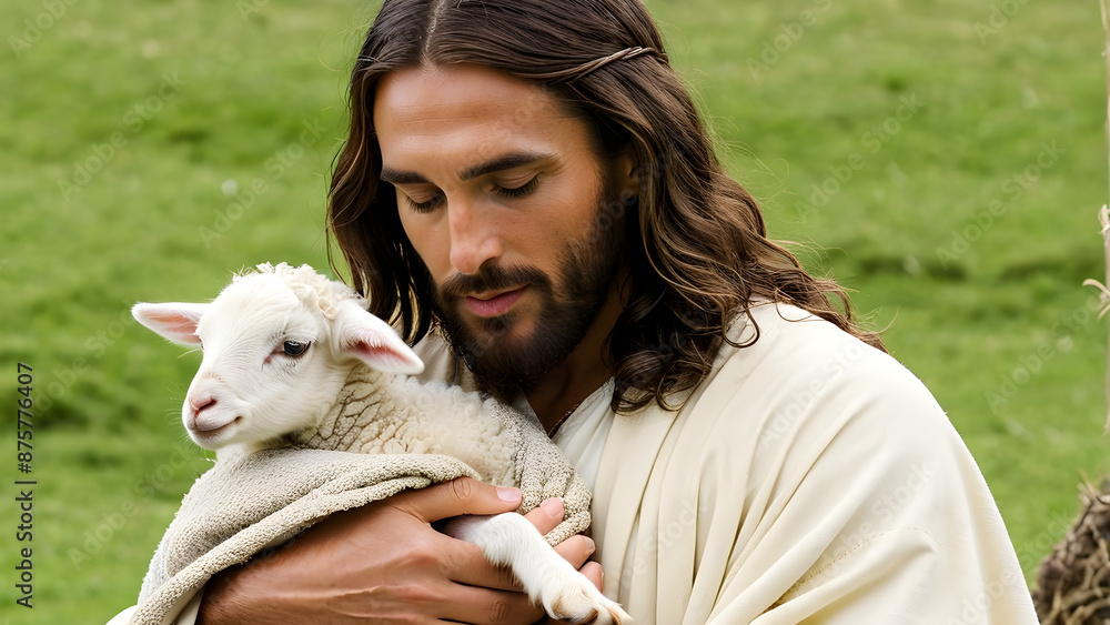 Jesus christ with baby lamb, bible story, Jesus and holy baby lamb, ai ... Jesus christ with baby lamb, bible story, Jesus and holy baby lamb, ai ...