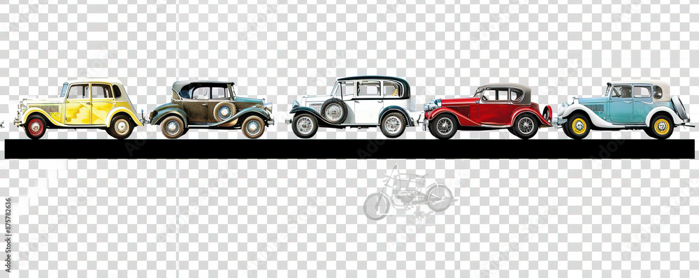 "Luxury Vintage Cars Collection on Transparent Background with White ...