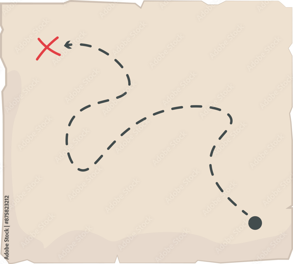 Vintage treasure map template. Simple map with markings. Treasure map ...