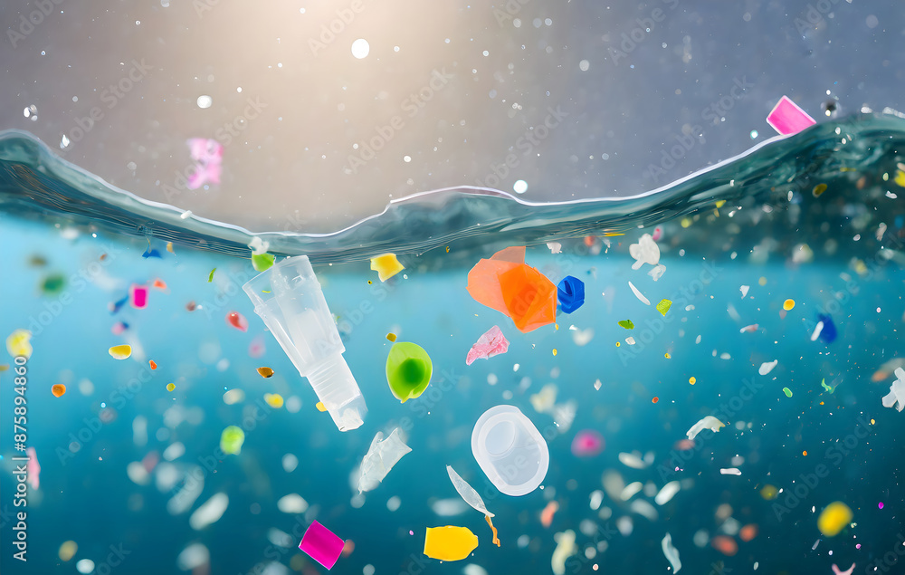 microplastics floating in the current, micro plastic pollution in ocean ...