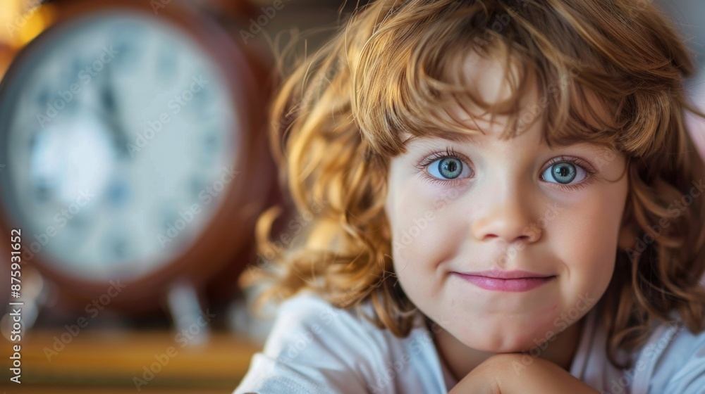 Foto de Stock Telling Time Game: Kids Learning to Read an Analog Clock ...