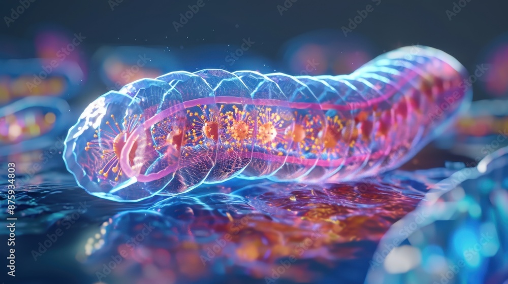 Cross-section view of mitochondria, showing internal structures and ...