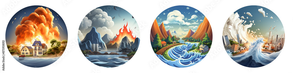 Natural Disaster clipart collection, symbol, logos, icons isolated on ...