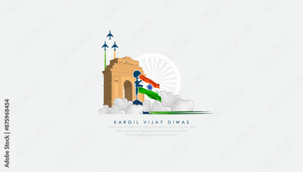 Kargil Vijay-illustration of abstract concept for Kargil Vijay Diwas, banner or poster.26 JULY ...