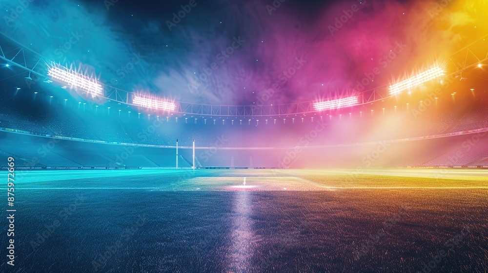 ICC world cup - Cricket stadium background with flag and trophy. Vector ...