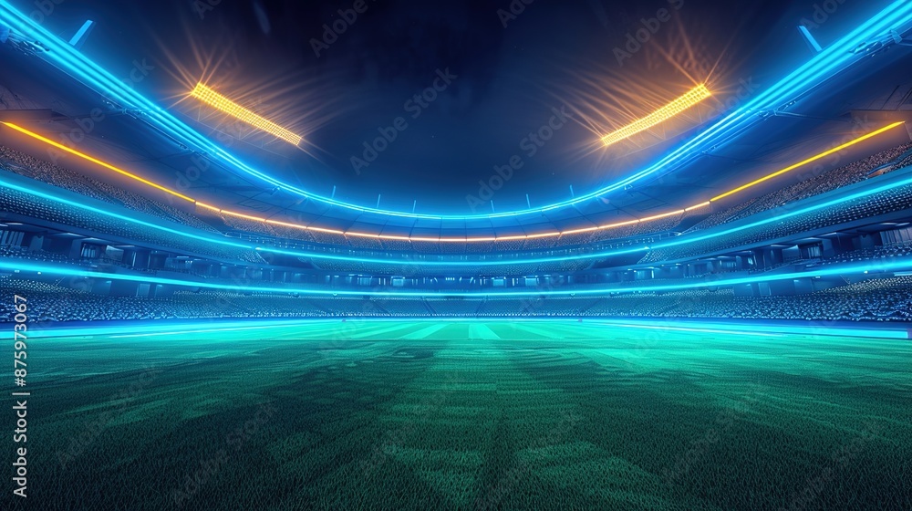 ICC world cup - Cricket stadium background with flag and trophy. Vector ...