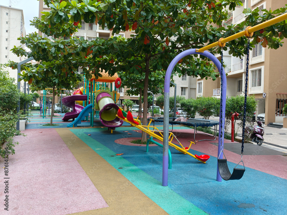 Colorful kids play garden children play area beautiful amenity area in ...