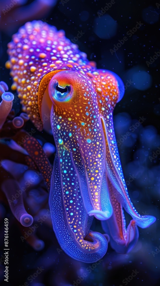4K resolution image of a cuttlefish changing colors to blend into its ...
