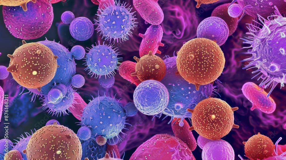 Produce a high-resolution image of leukocytes under a microscope ...