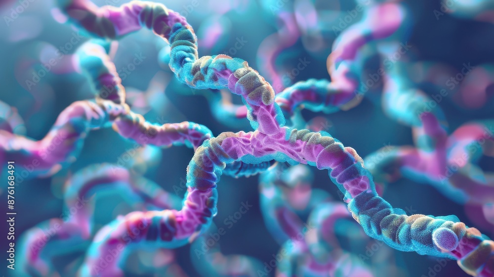 Generate an image of chromosomes during cell division, showing their ...