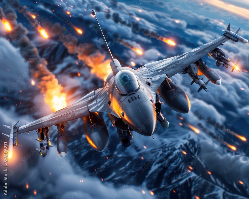 F-16 Fighting Falcon Dogfight, Aerial Combat, High-Speed Action ...