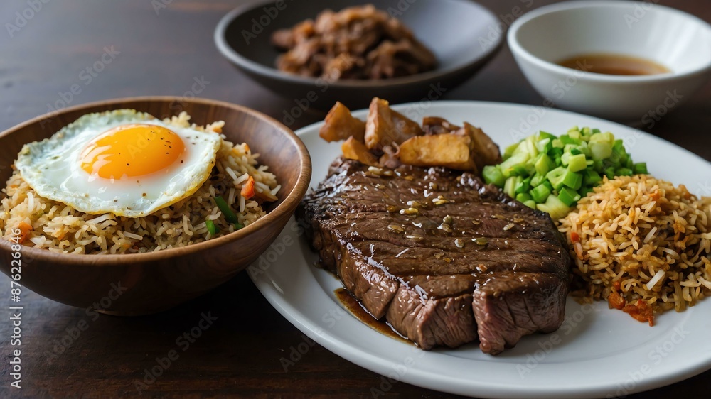 bistek silog breakfast dish of bistek tagalog beef st Filipino dish ...