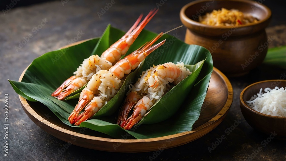 pinais na hipon shrimp and shredded young coconut wra Filipino dish ...
