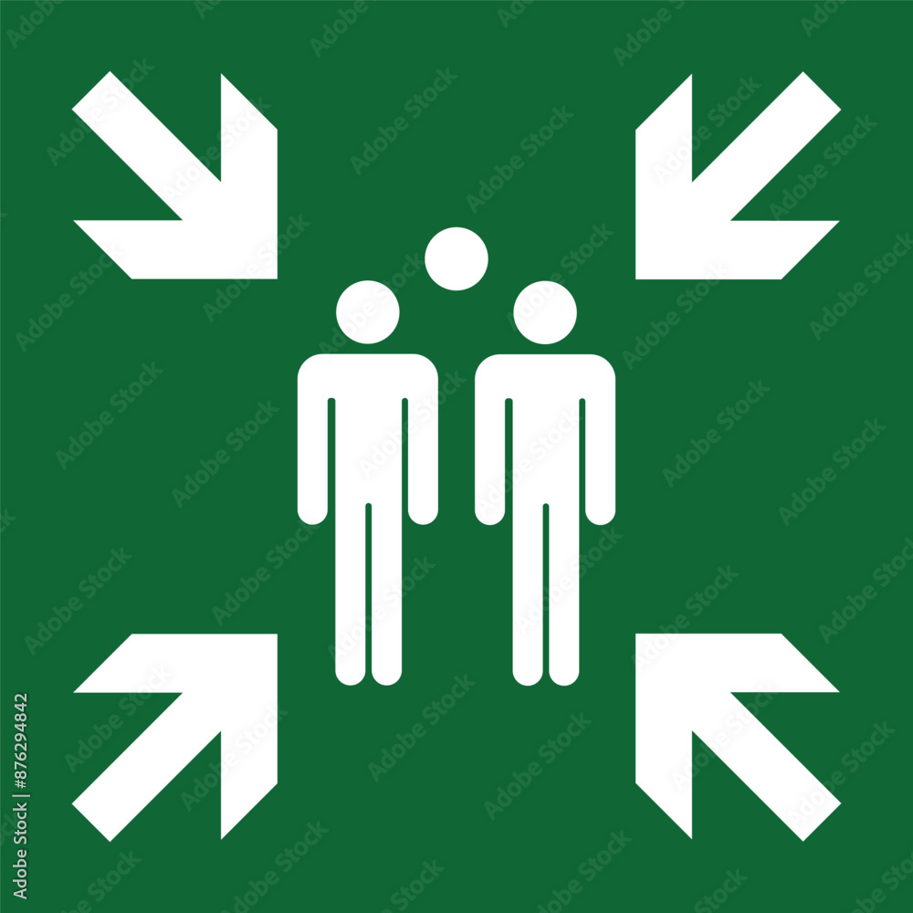 Emergency evacuation assembly point sign, gathering point signboard ...