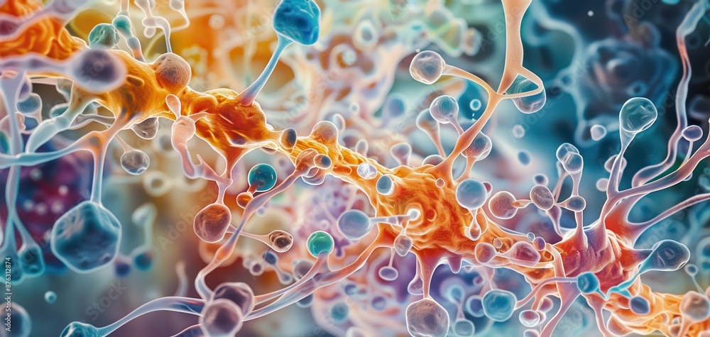 A dynamic scene under the microscope where a white blood cell is ...