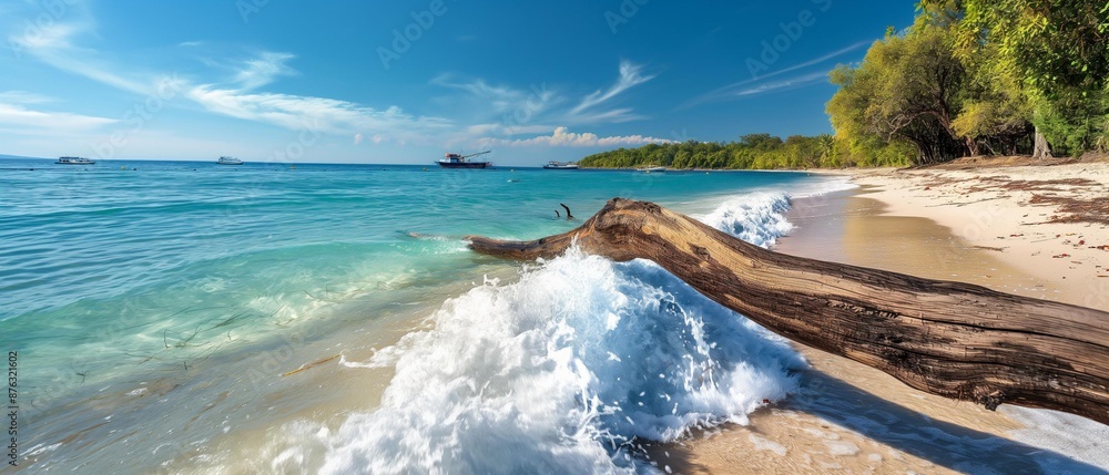 AI generator image of marine ecotourism A famous island with a ...