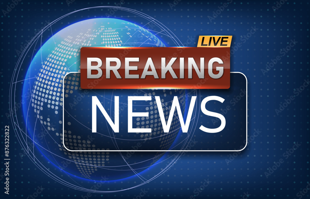 Breaking news broadcast vector futuristic background with world map ...