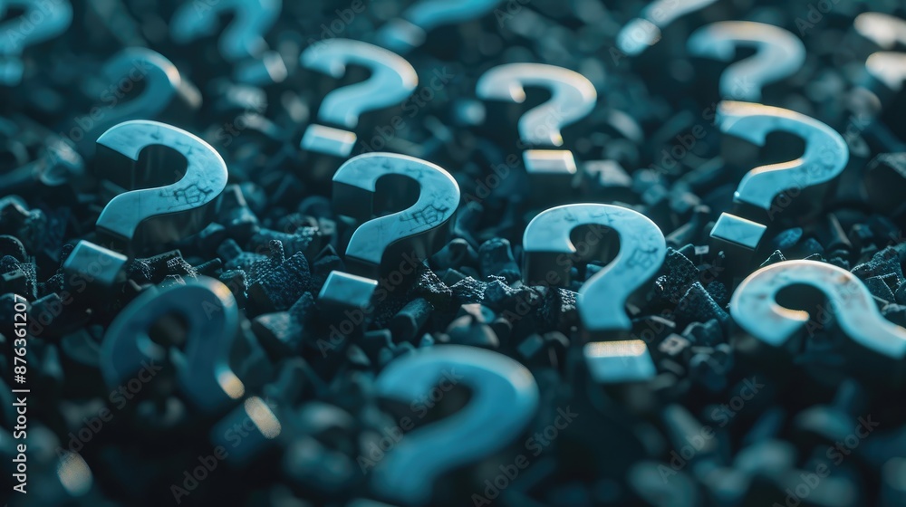 Scattered question marks with space for answers through self education ...