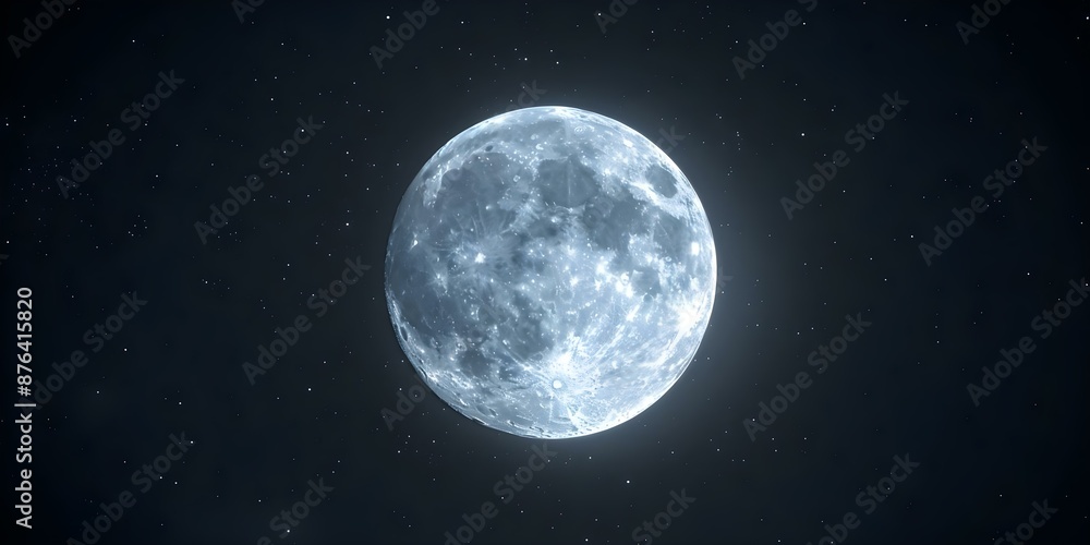 3D looped image of a shining moon in the night sky. Concept Space, Moon ...