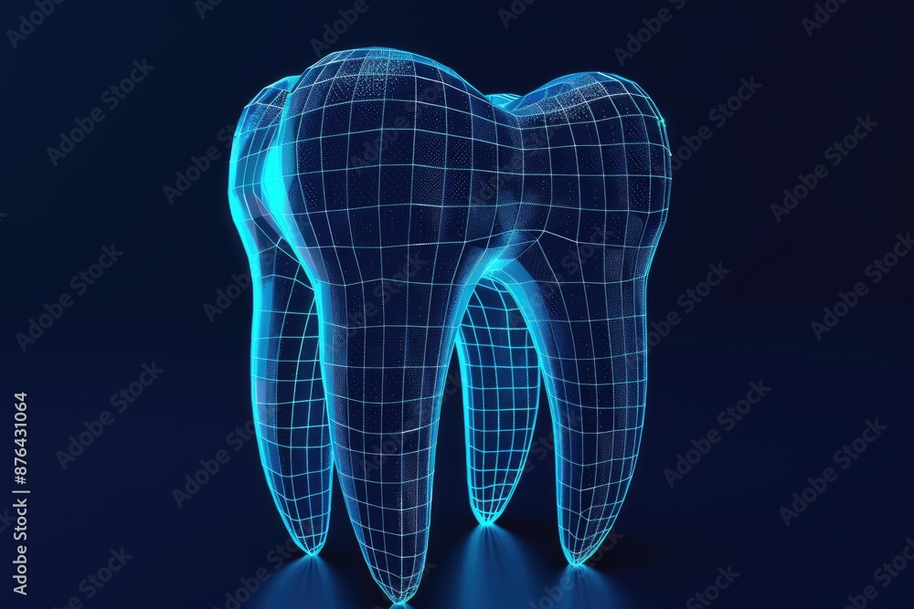 Digital Tooth Illustration - A digital 3D model of a tooth, rendered in ...