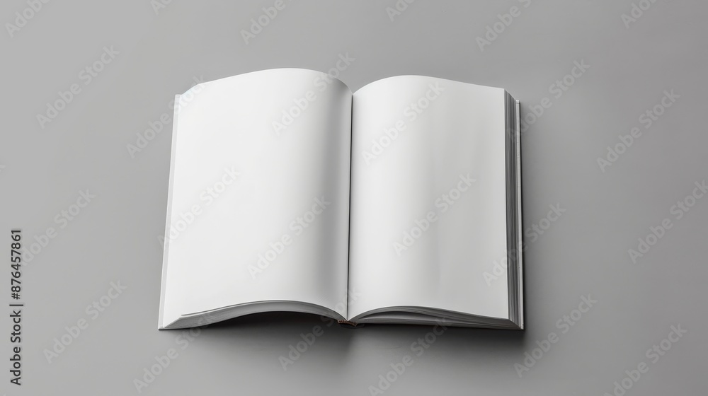 Open Book and Blank Paper Minimalist Flat Lay for Graphic Design ...