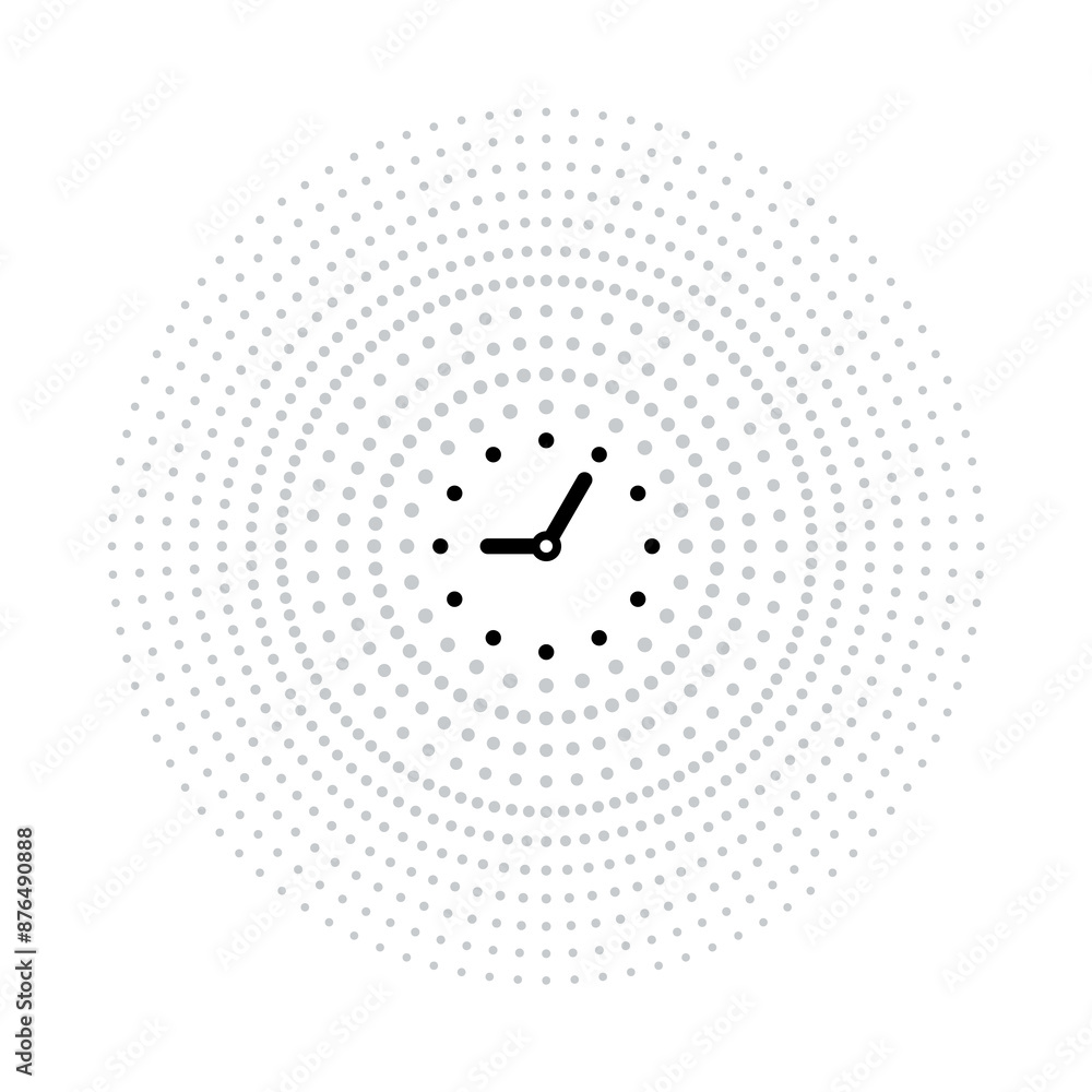 Analog clock concept inside polka dot circles. analog clock symbol ...