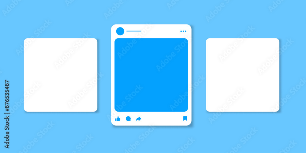 social media post mockup vector like, comment, share, save, icon set ...