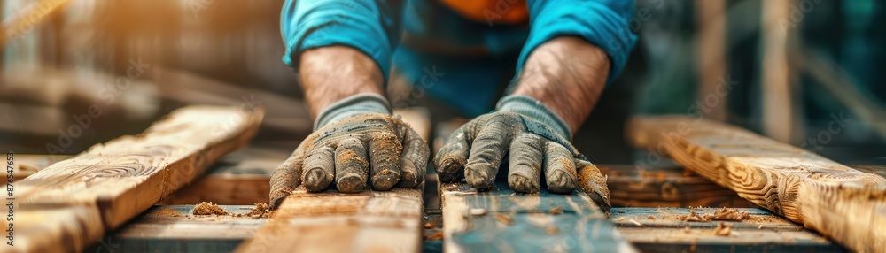 Expert Craftsman Building a Unique Wooden Structure, Close Up of ...