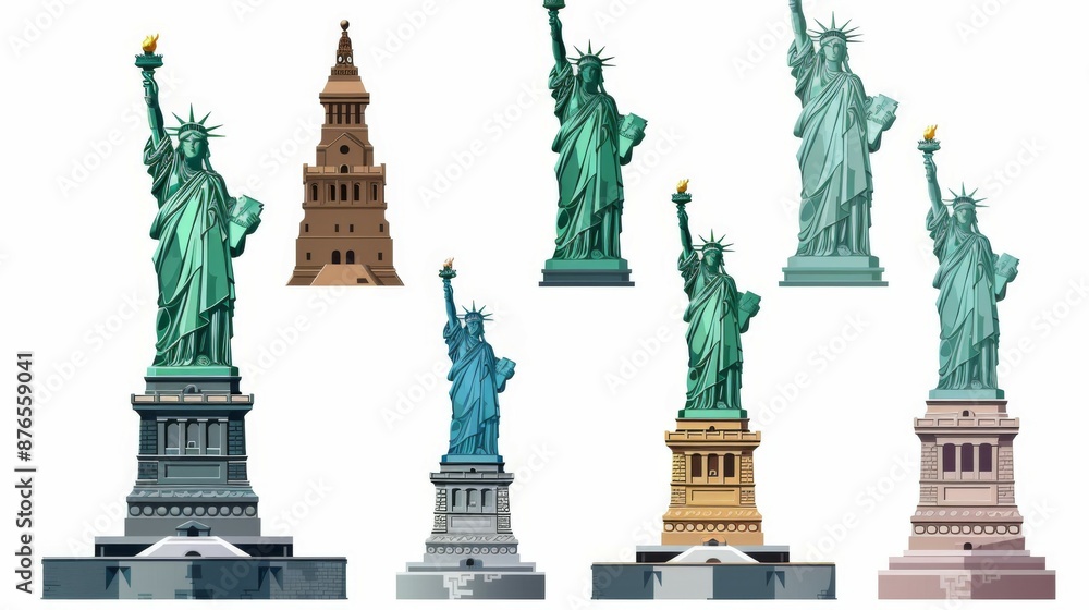 A compilation of various artistic interpretations of the Statue of ...