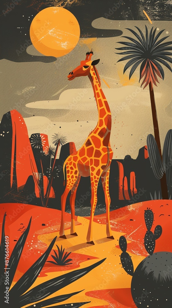 animal vector flat design side view desert animals theme cartoon ...