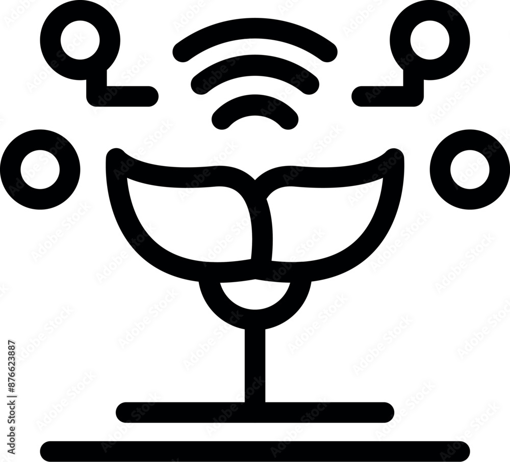 Line icon representing a plant growth monitoring system, symbolizing ...