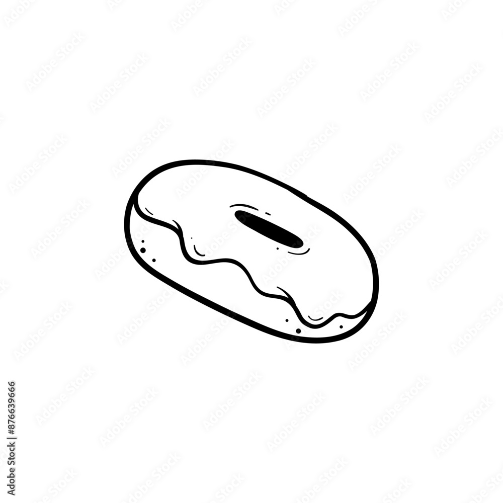 donut doodle line art with melting glaze side view hand drawn ...