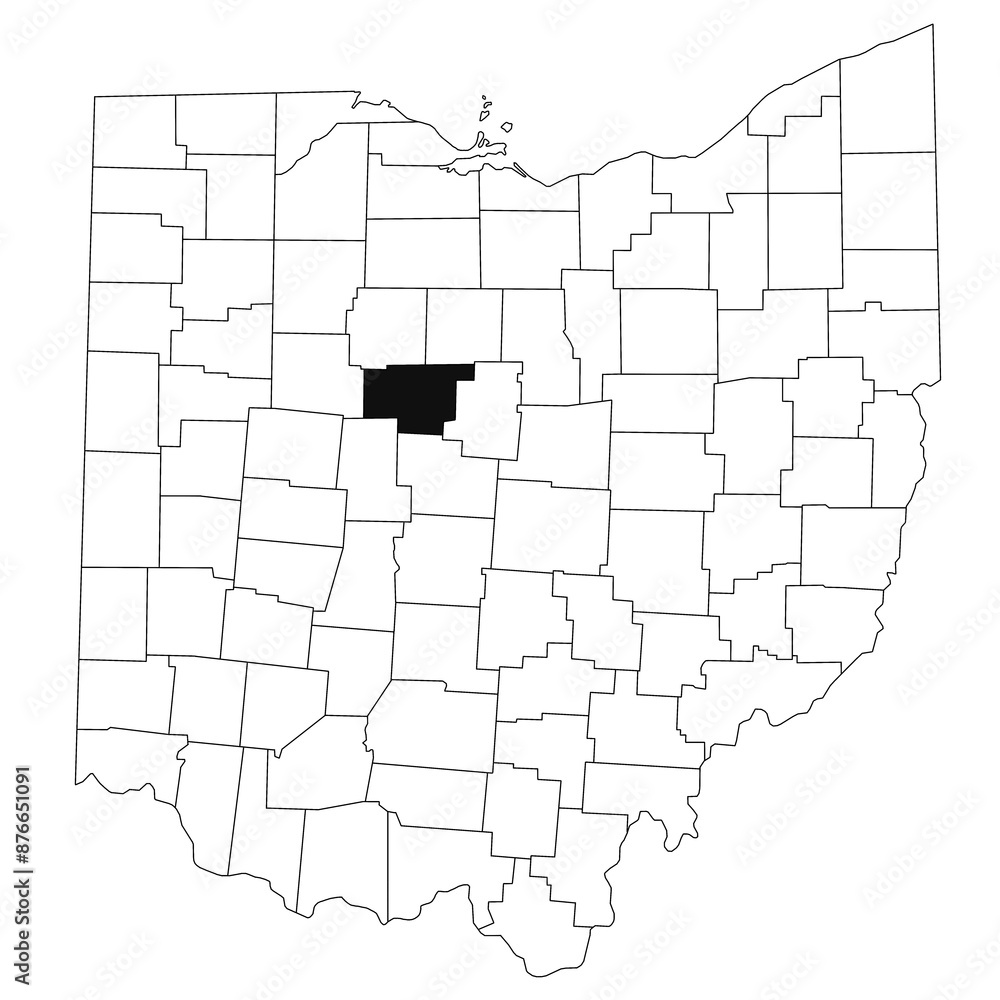 Map of Marion County in Ohio state on white background. single County ...
