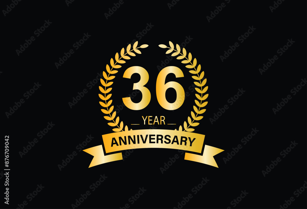 36 Years Anniversary Celebration. Anniversary logo with ring and ...