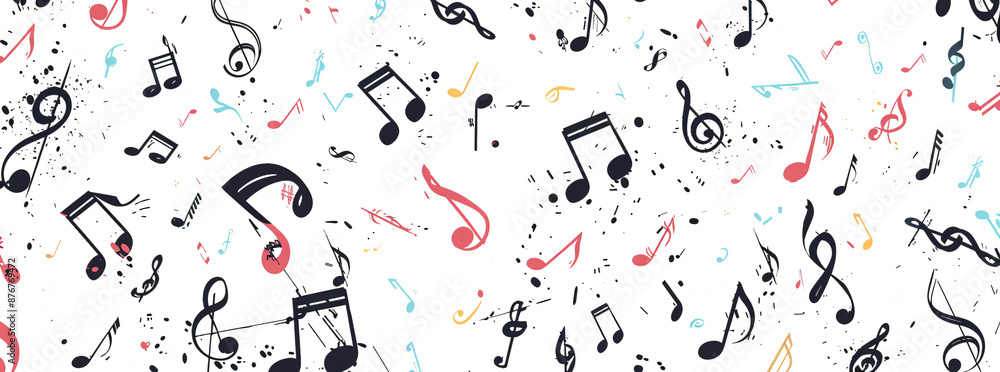 Big set of music notes, musical symbols illustration on white ...