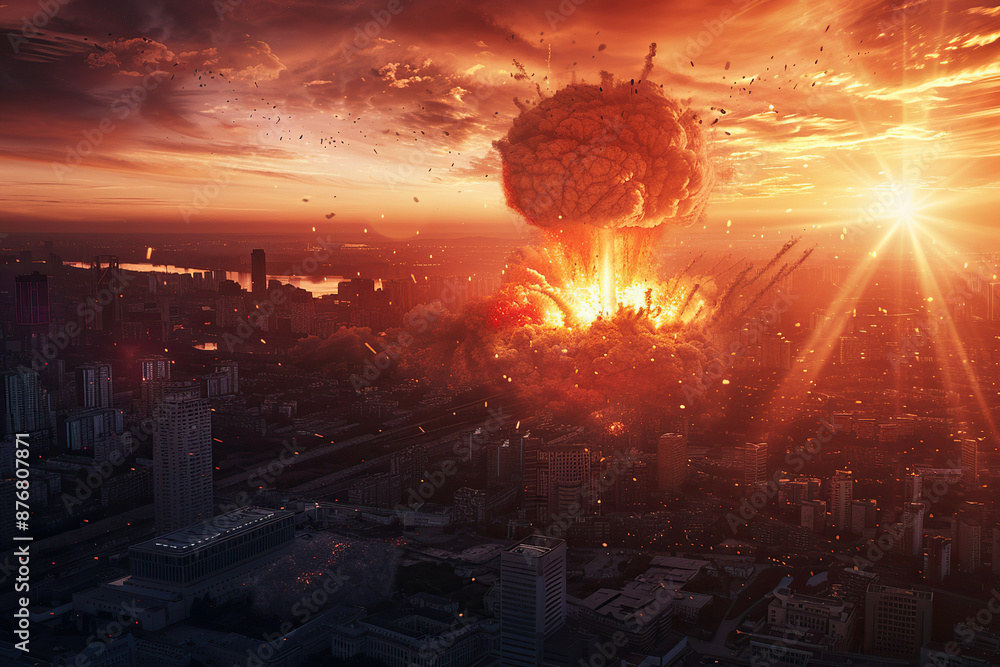 Generative ai on theme of scary nuclear explosion in outdoor, mushroom ...