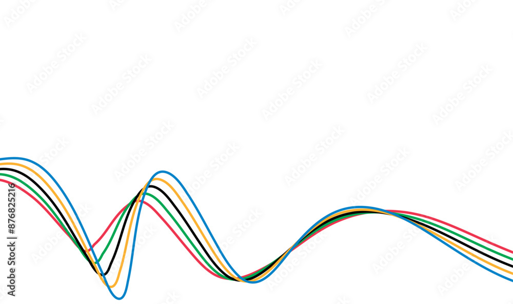 Olympic games wave lines, Olympic color ring, game line, modern, design ...
