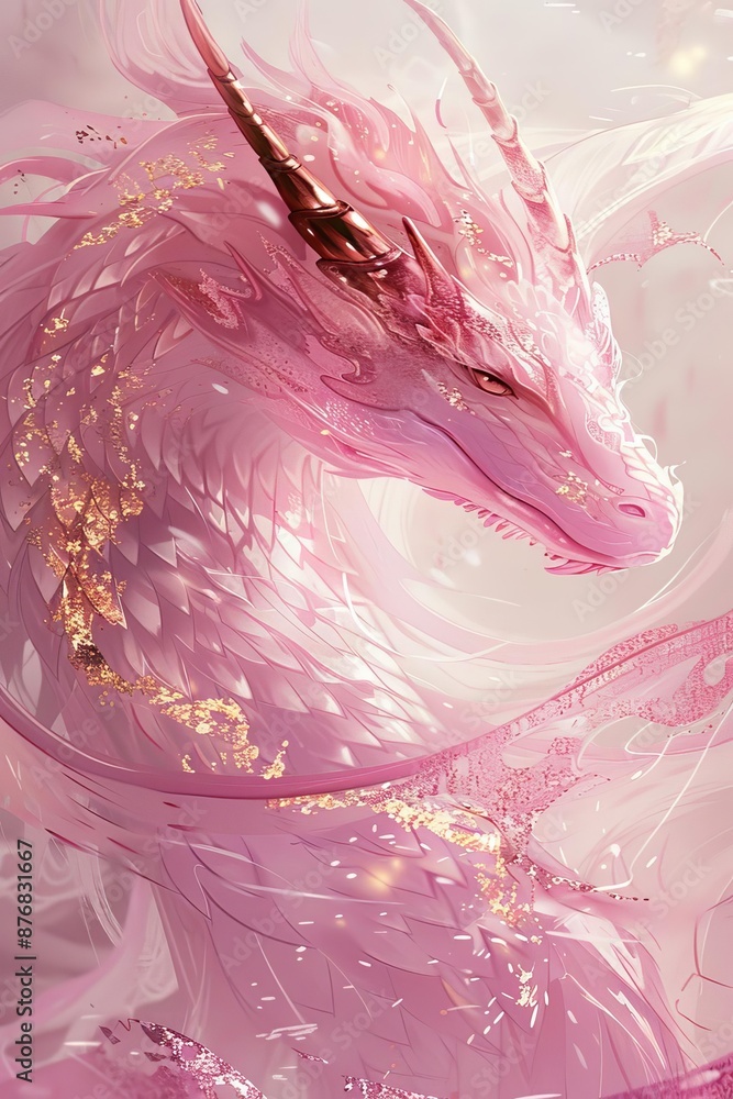 Translucent Pink Dragon Desktop Wallpaper with Gold Dust Details , rule ...