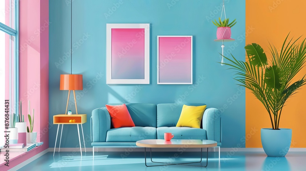 Chic Minimalist Living Room Pop Art Theme in Modern Design , rule of ...