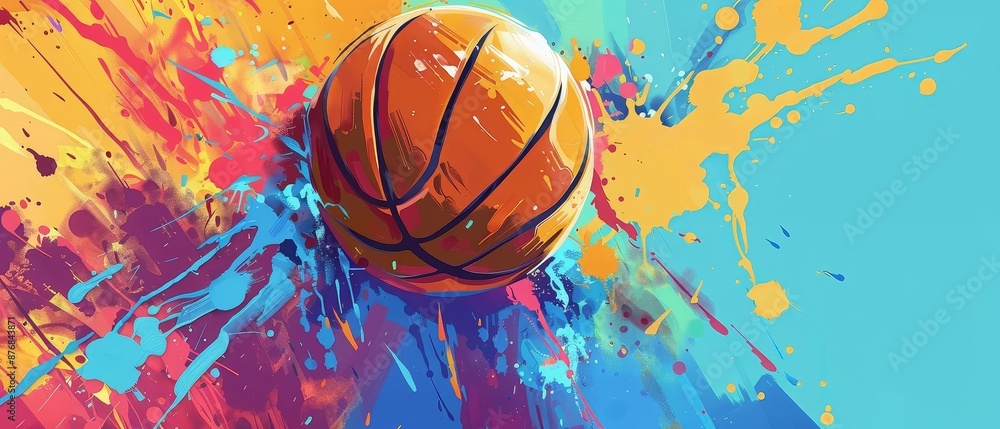 Modern Basketball Artwork Vibrant Paint Splatters , rule of thirds ...