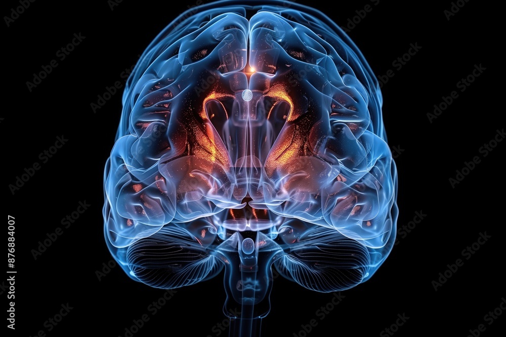 Brain Scan: A detailed image of an MRI brain scan, showing different ...