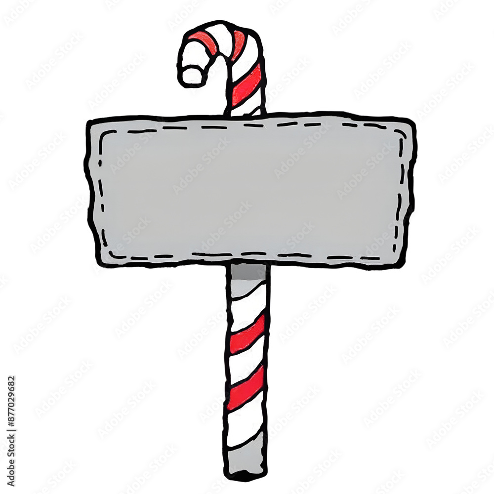 Cartoon candy cane sign with blank space for text. Ideal for Christmas ...